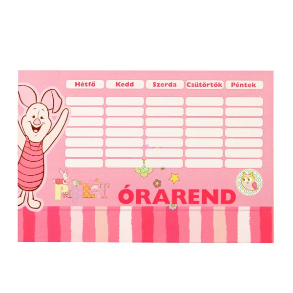 Micimackó: kétoldalas órarend - kicsi, Malacka, rózsaszín - JátékNet.hu