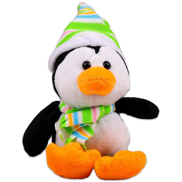 Pingvin plüssfigura sapkában és sálban - JátékNet.hu