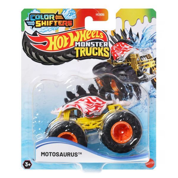 Hot Wheels: Színváltós Monster Trucks autó, 1:64 - Motosaurus - JatekBolt.hu