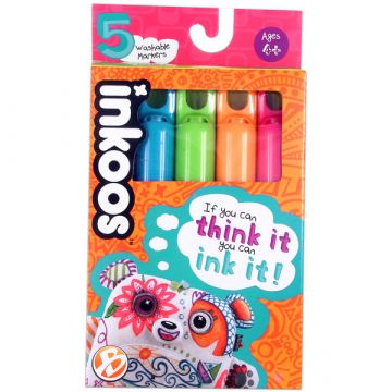 Inkoos filctoll készlet színezhető figurákhoz - 5 db-os - JátékNet.hu