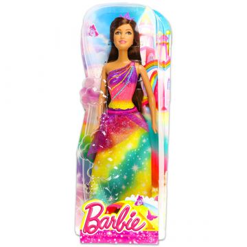 Barbie: Păpuşă prinţesă - în rochie cu model curcubeu - Tulli.ro