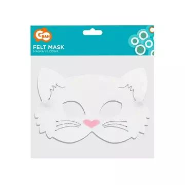 Mască de pisică pentru copii - pâslă, alb - Tulli.ro